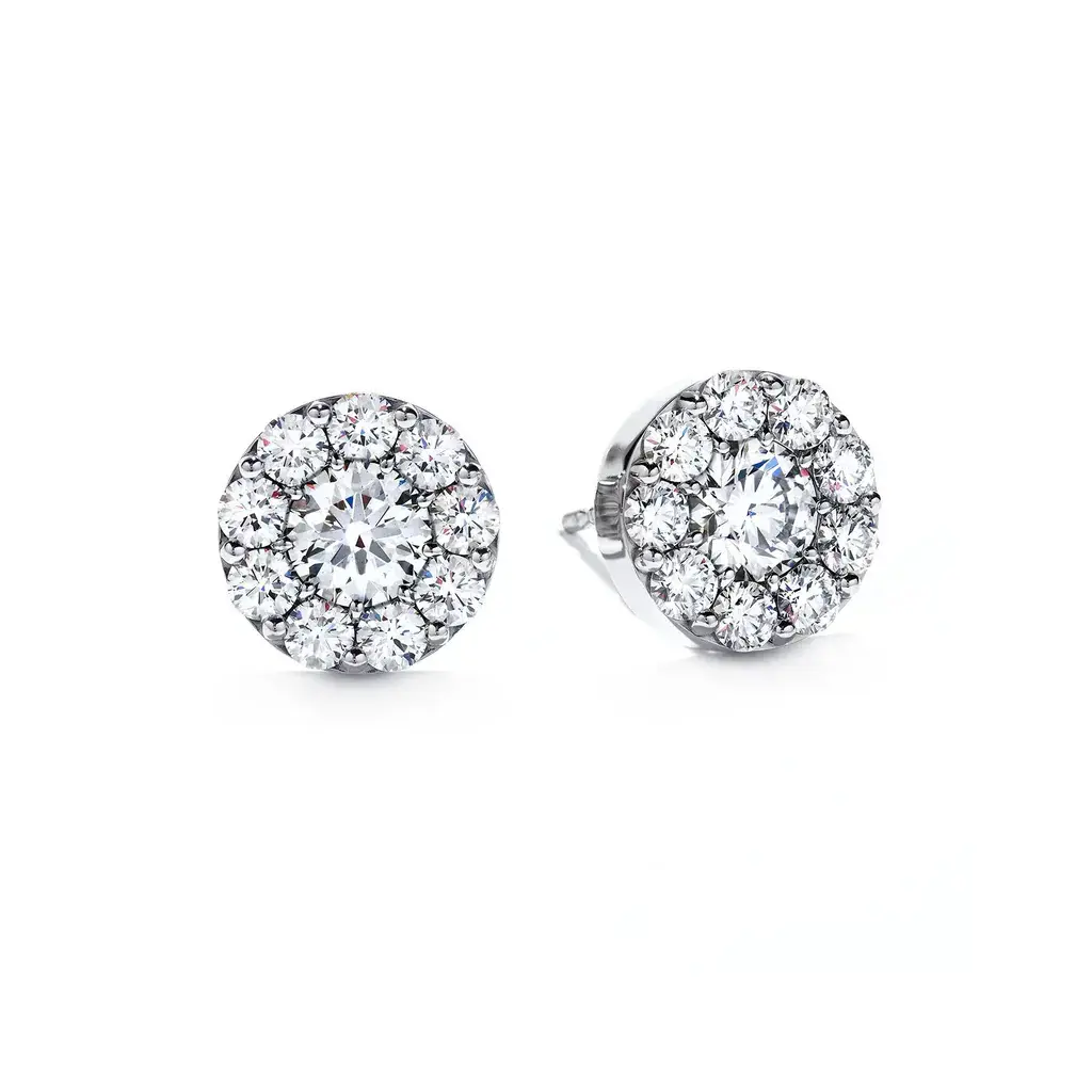 Fulfillment 0.95-1.07ct Diamond Halo Stud Earrings in 18K White Gold ...