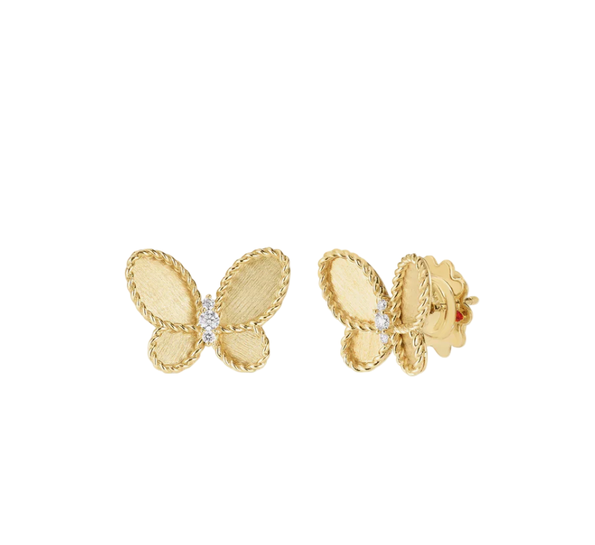 Jasmine 0.09ct Diamond Butterfly Stud Earrings in 18K Yellow Gold ...
