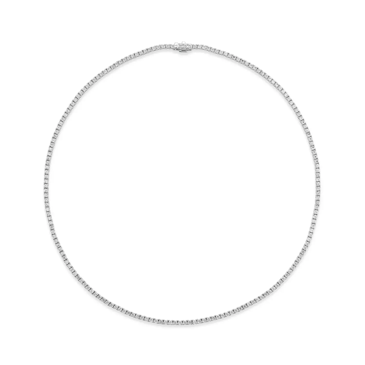 9.35ct Round Brilliant Diamond Tennis Necklace in 18K White Gold, 17 ...