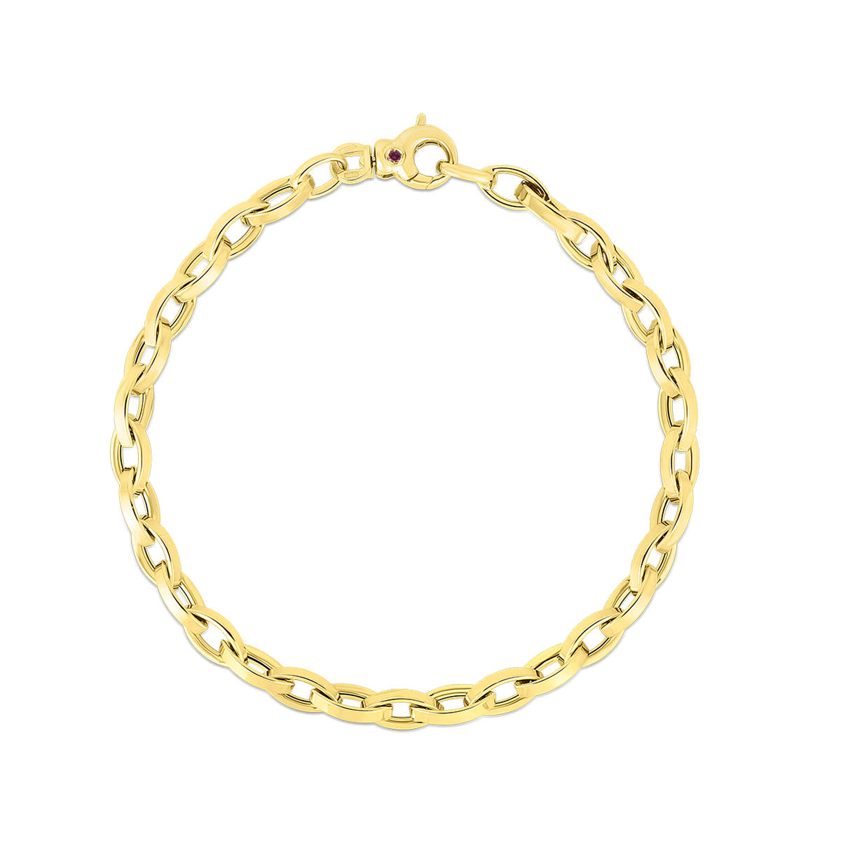 Designer Gold Almond Link Bracelet in 18K Yellow Gold, 7" | Shreve & Co ...