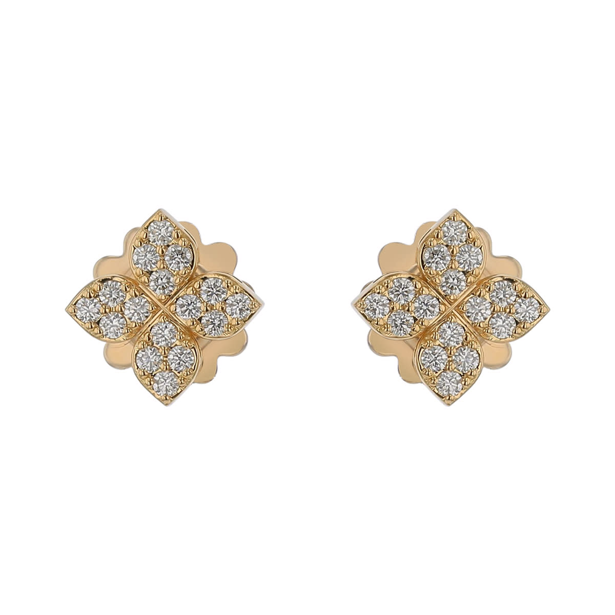 Love in Verona 0.38ct Diamond Flower Studs Earrings in 18K Yellow Gold ...