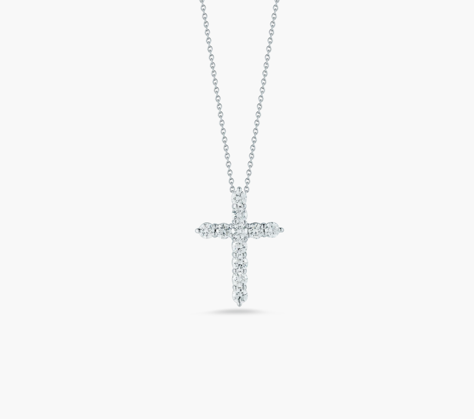 Tiny Treasures 0.88ct Diamond Small Cross Pendant in 18K White Gold, 1 ...