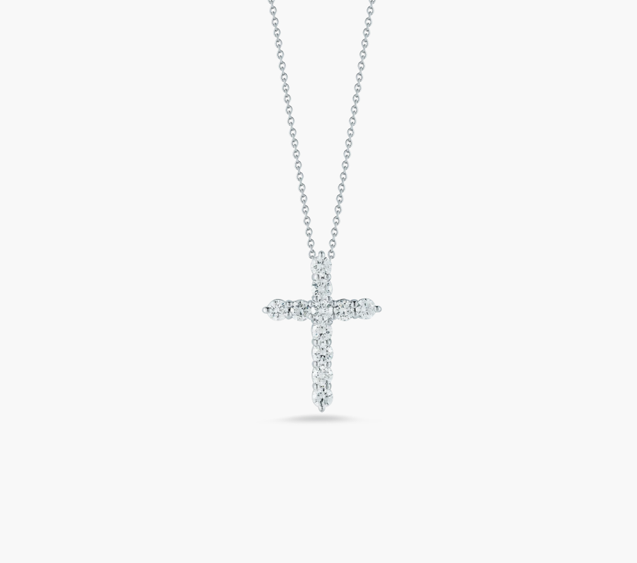 Tiny Treasures 0.88ct Diamond Small Cross Pendant in 18K White Gold, 1 ...