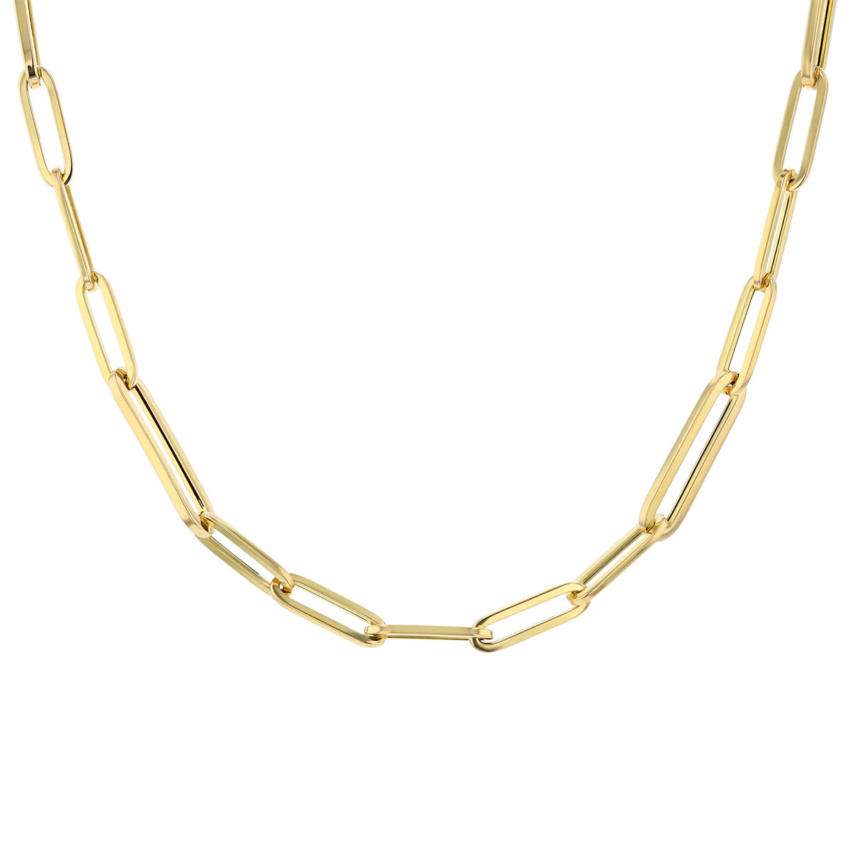 Designer Gold Alternating Paperclip Link Chain in 18K Yellow Gold, 17 ...