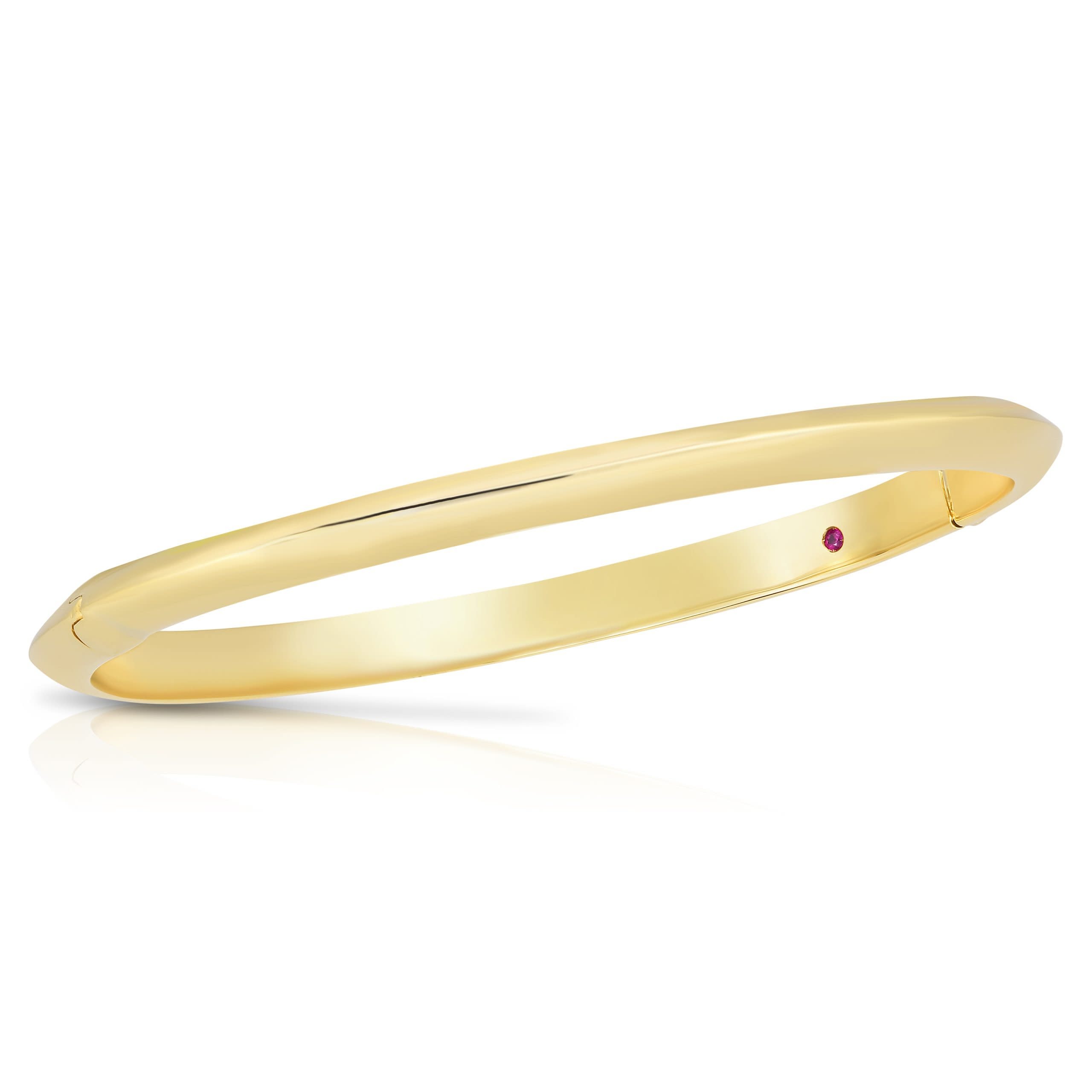 Designer Gold Knife Edge Hinged Bangle Bracelet in 18K Yellow Gold ...