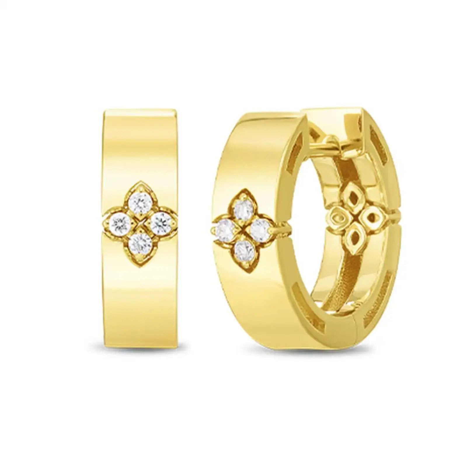Love in Verona 0.05ct Diamond 15mm Earrings in 18K Yellow Gold | Shreve ...