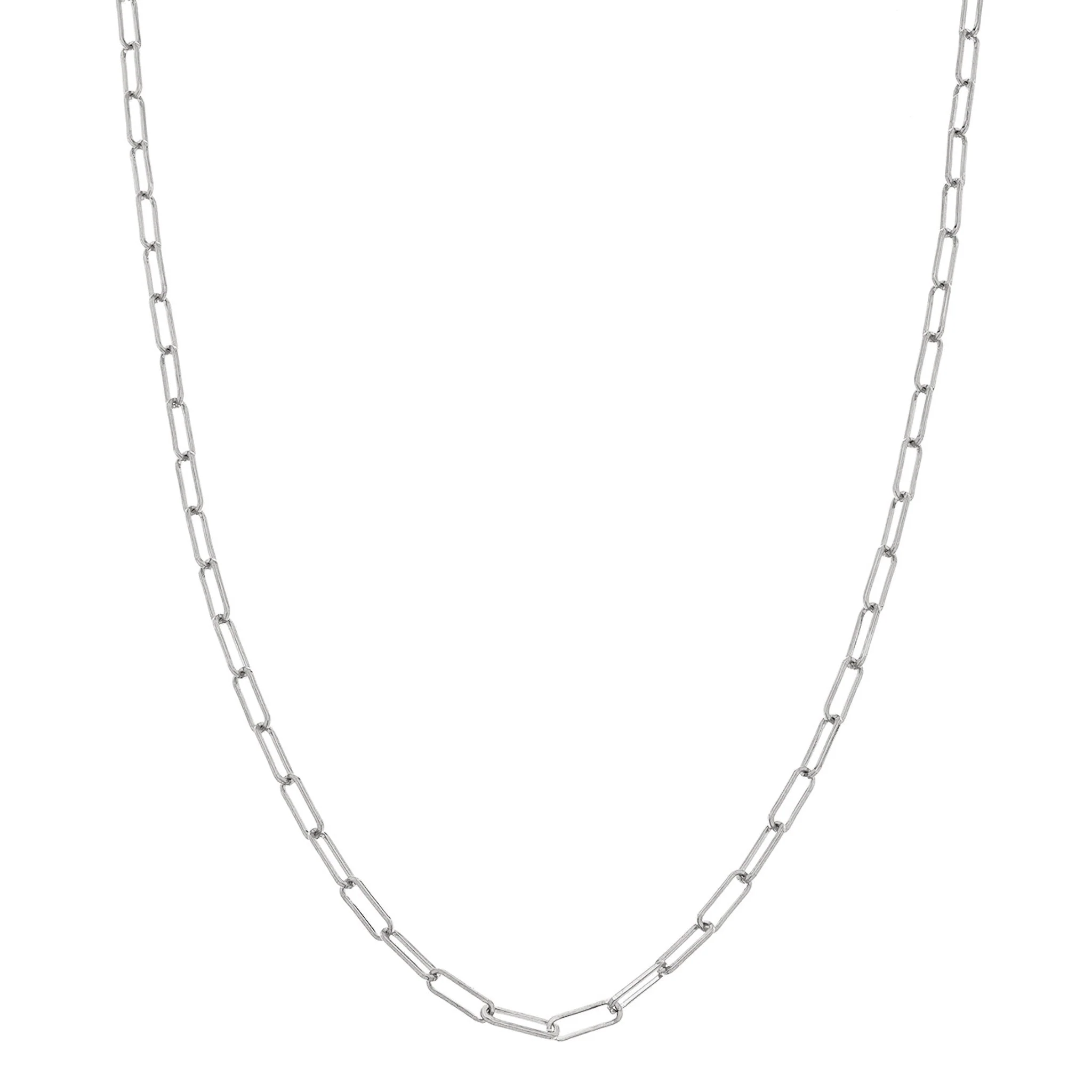 Paperclip Link Chain in 14K White Gold, 18" | Shreve & Co. Jewelers