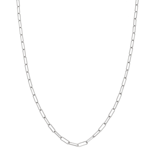 Paperclip Link Chain in 14K White Gold, 18" | Shreve & Co. Jewelers