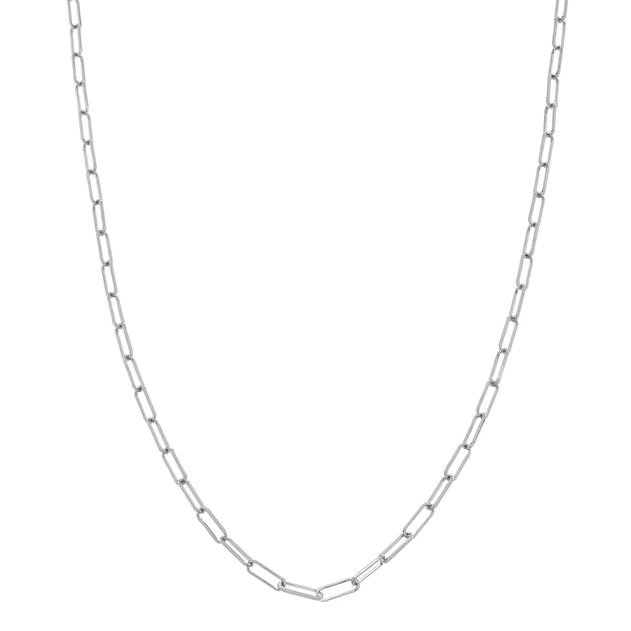 Paperclip Link Chain in 14K White Gold, 18" | Shreve & Co. Jewelers