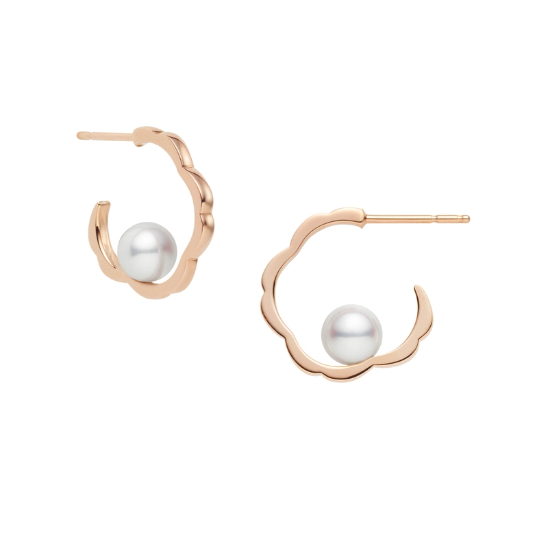 Cherry Blossom 6mm Akoya A+ Cultured Pearl Earrings in 18K Pink Gold ...