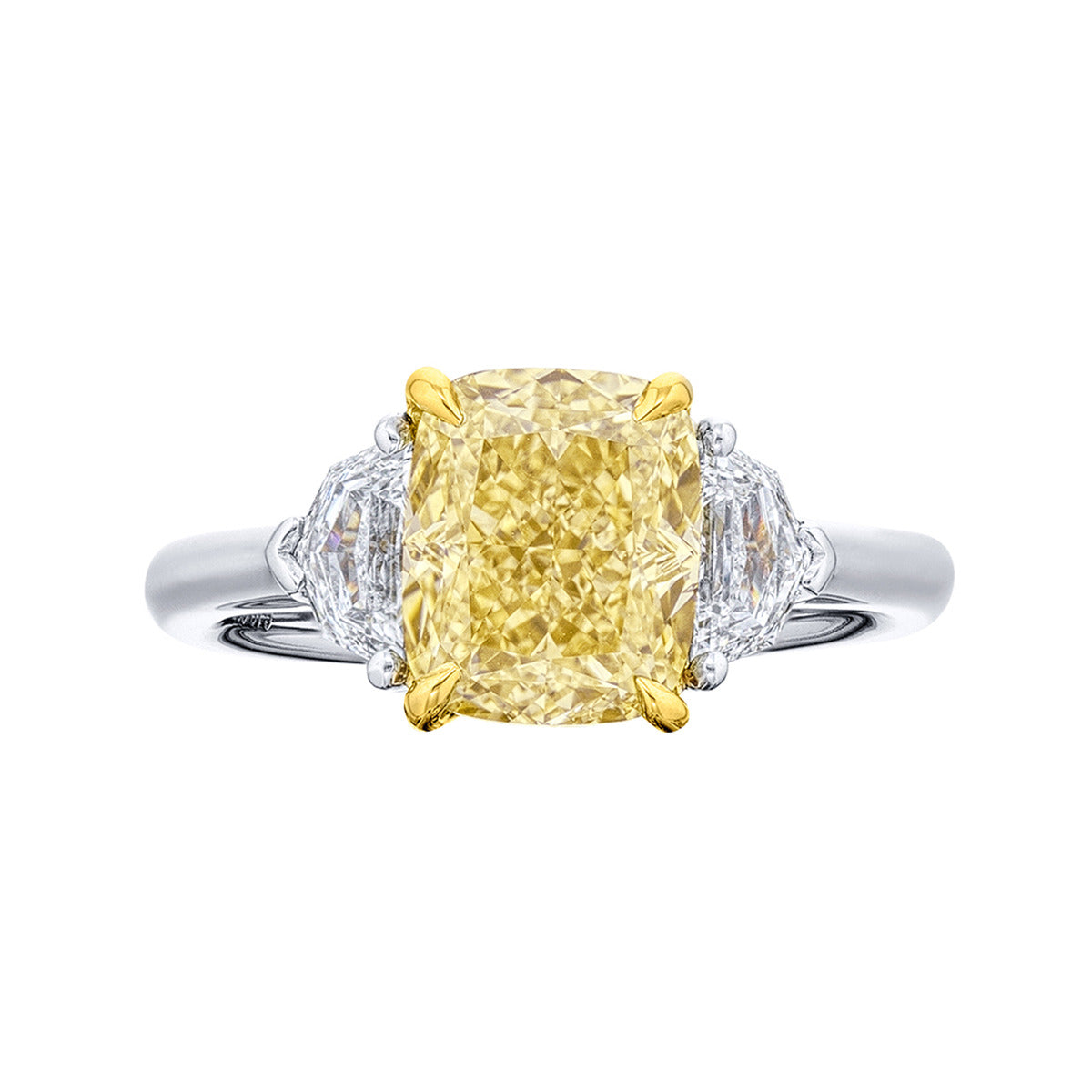 Cushion-cut Fancy Yellow and Epaulette Diamond Ring | Shreve & Co.