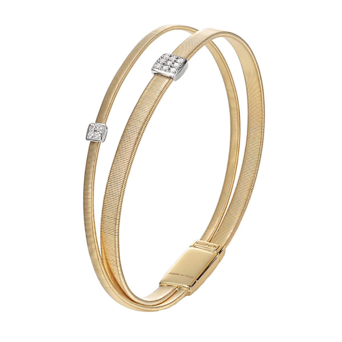18K Yellow Gold and Diamond Two Strand Crossover Bracelet | Shreve & Co.