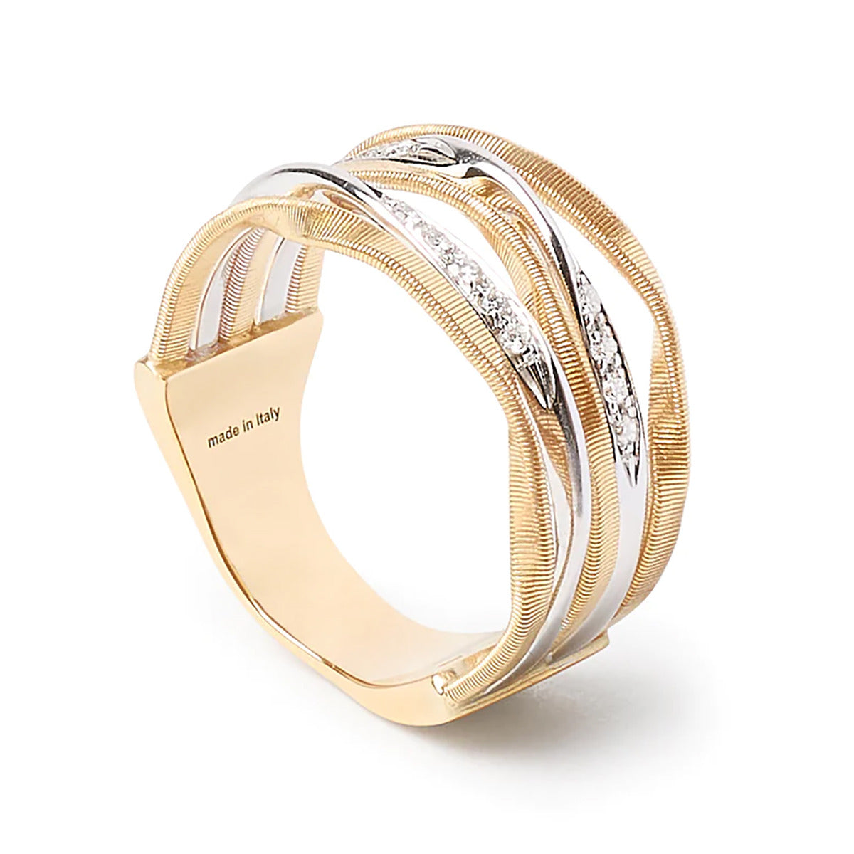 18K Yellow Gold and Diamond Small Multi Strand Ring | Shreve & Co.