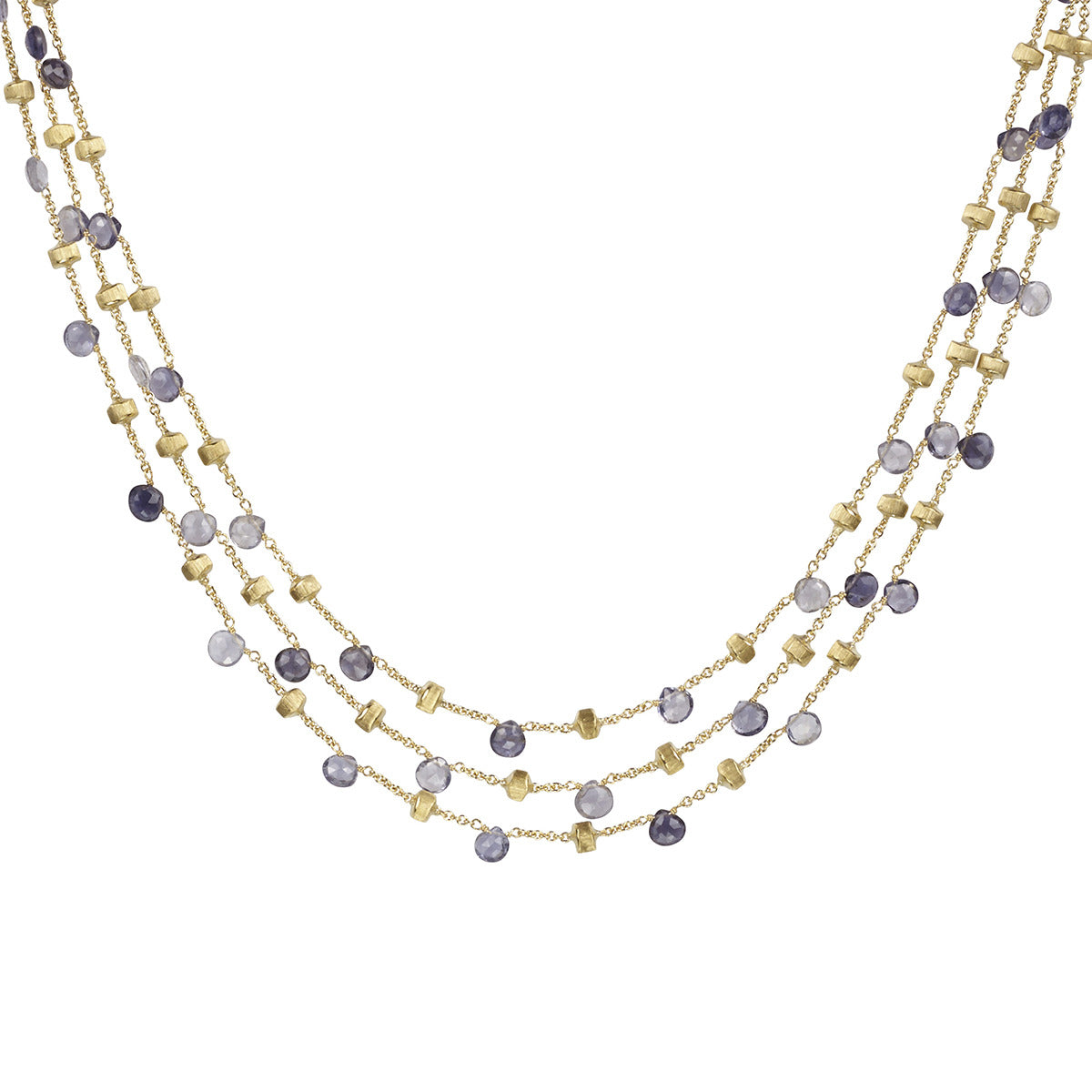 Iolite and Blue Topaz Three Strand Collar Necklace | Shreve & Co.